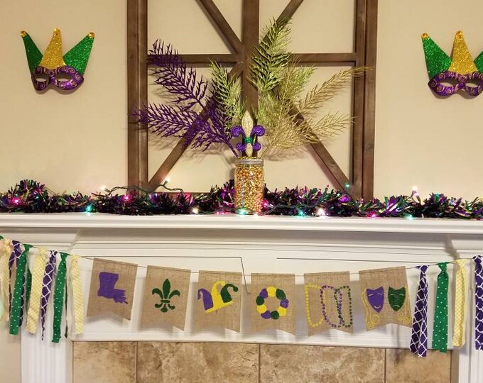 Mardi Gras Banner, Mardi Gras Decor, New Orleans, Fat Tuesday, Banner ...