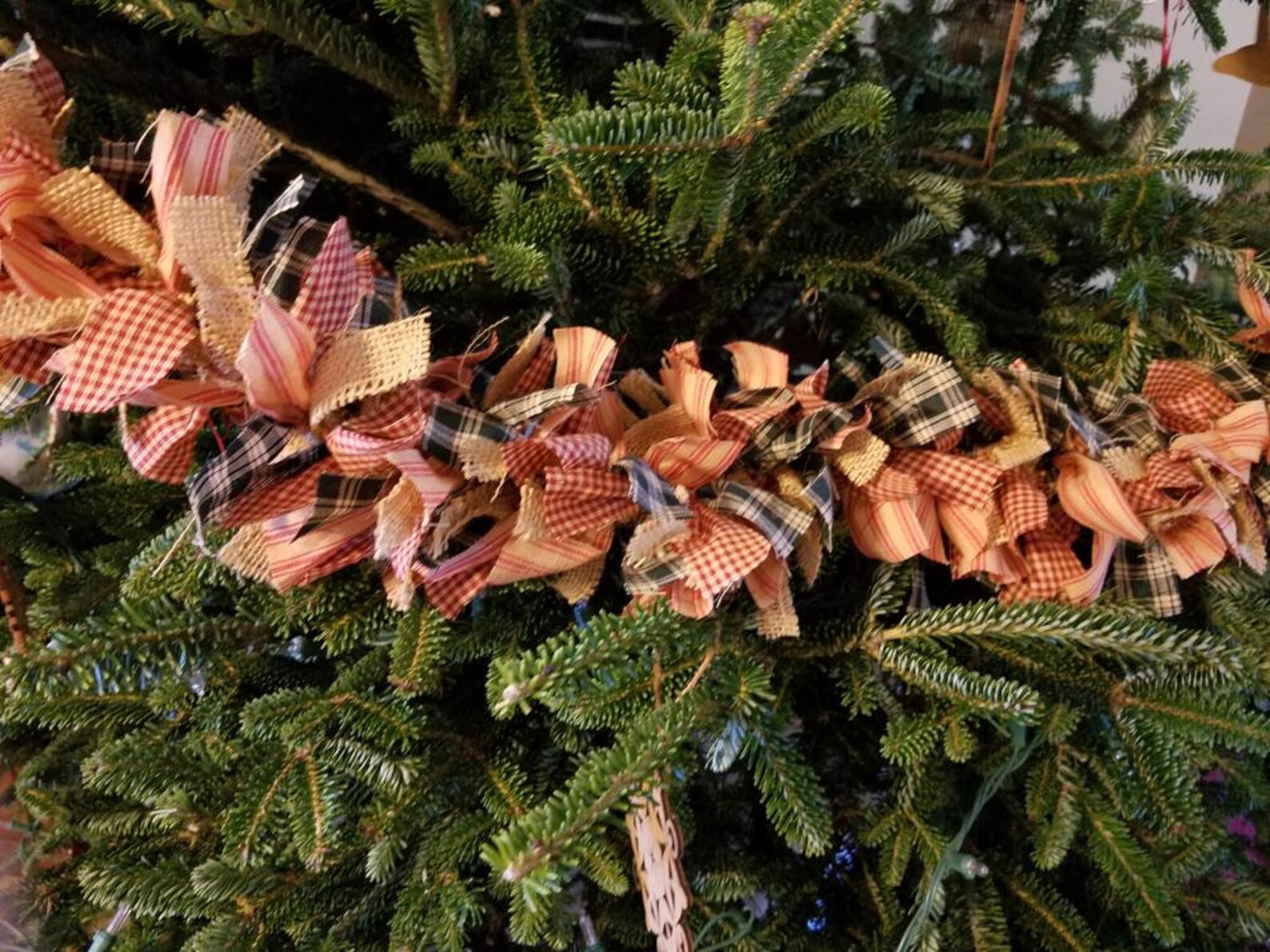 Rustic garland rustic antique fabric garland buffalo plaid | Etsy