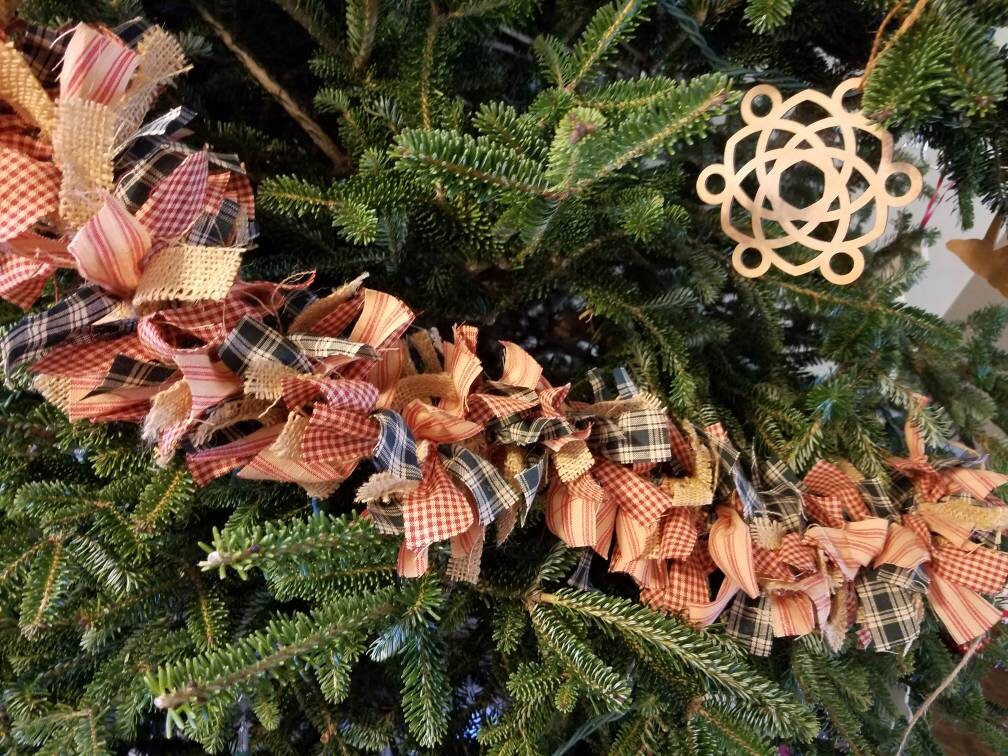 Rustic garland rustic antique fabric garland buffalo plaid | Etsy