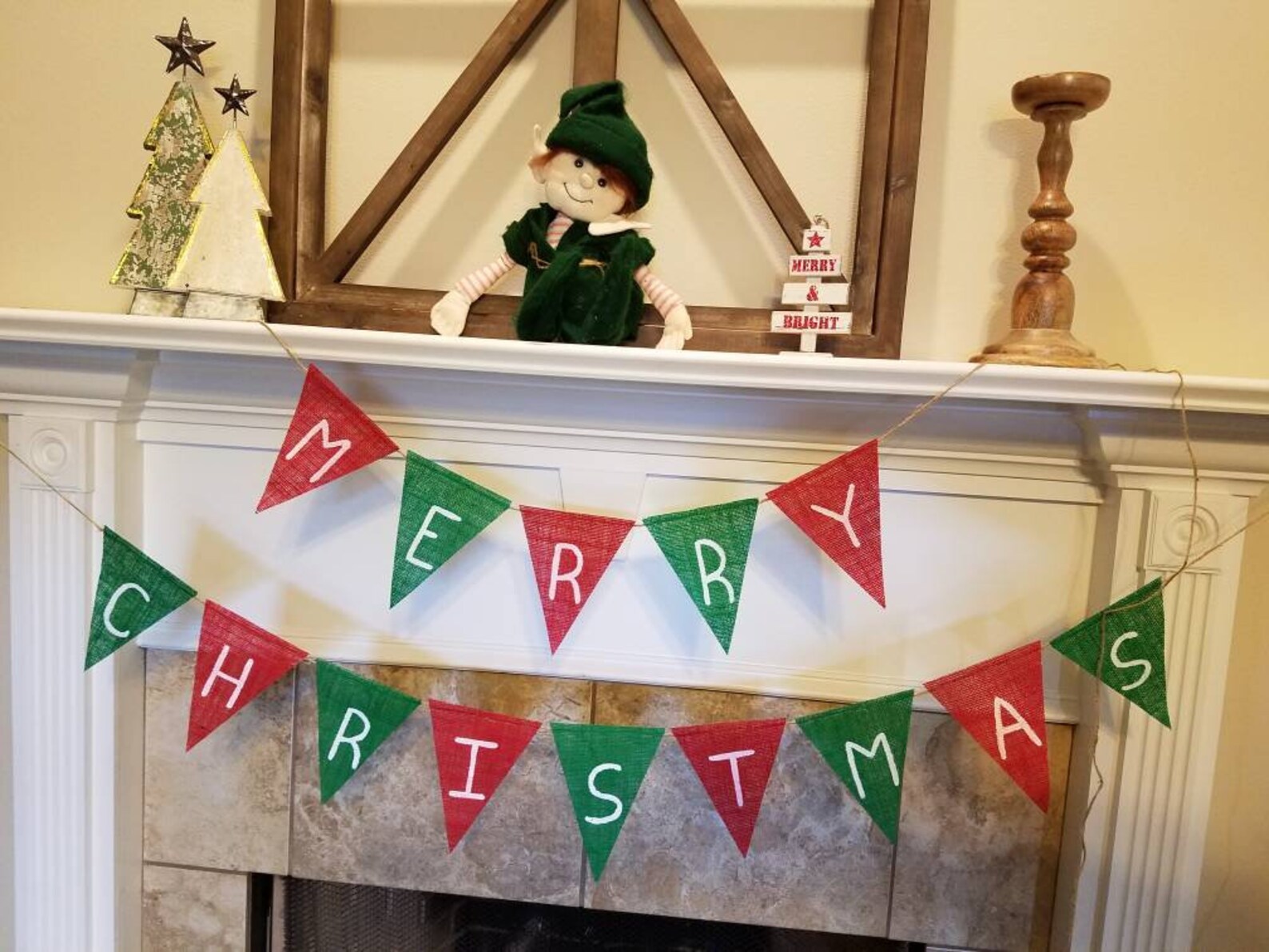 Merry Christmas Banner Burlap Banner Christmas Decor - Etsy