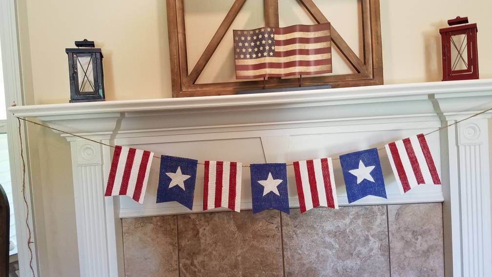 Flag banner 4th of July Memorial day Independence day | Etsy