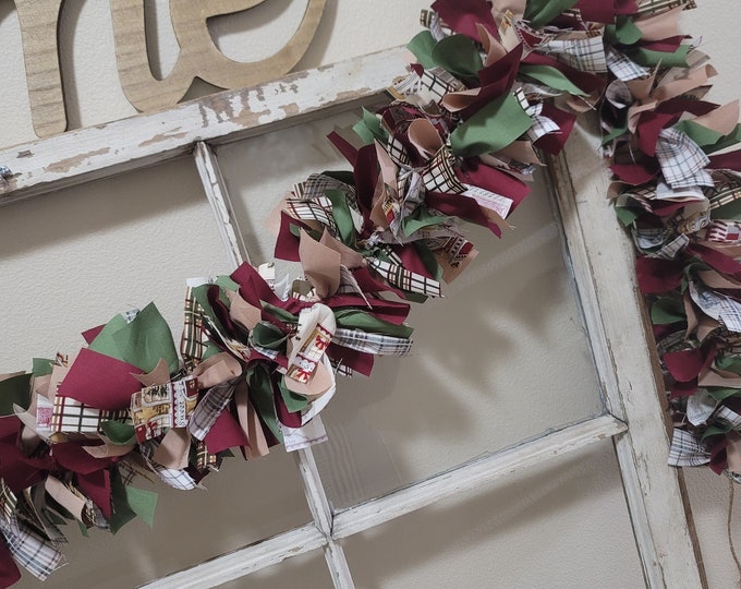 Christmas Village Garland, Christmas Garland, Christmas Decor, Fabric ...