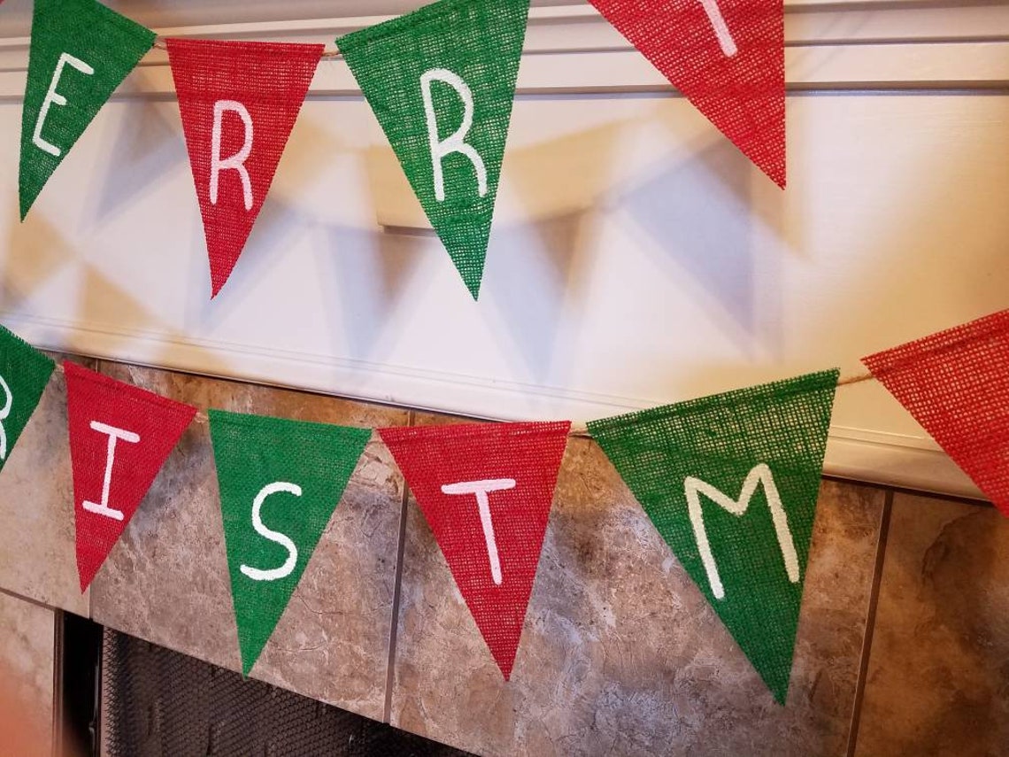 Merry Christmas Banner Burlap Banner Christmas Decor - Etsy