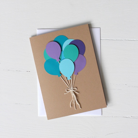 Balloon Bunch Handmade Birthday Card - Etsy Nederland