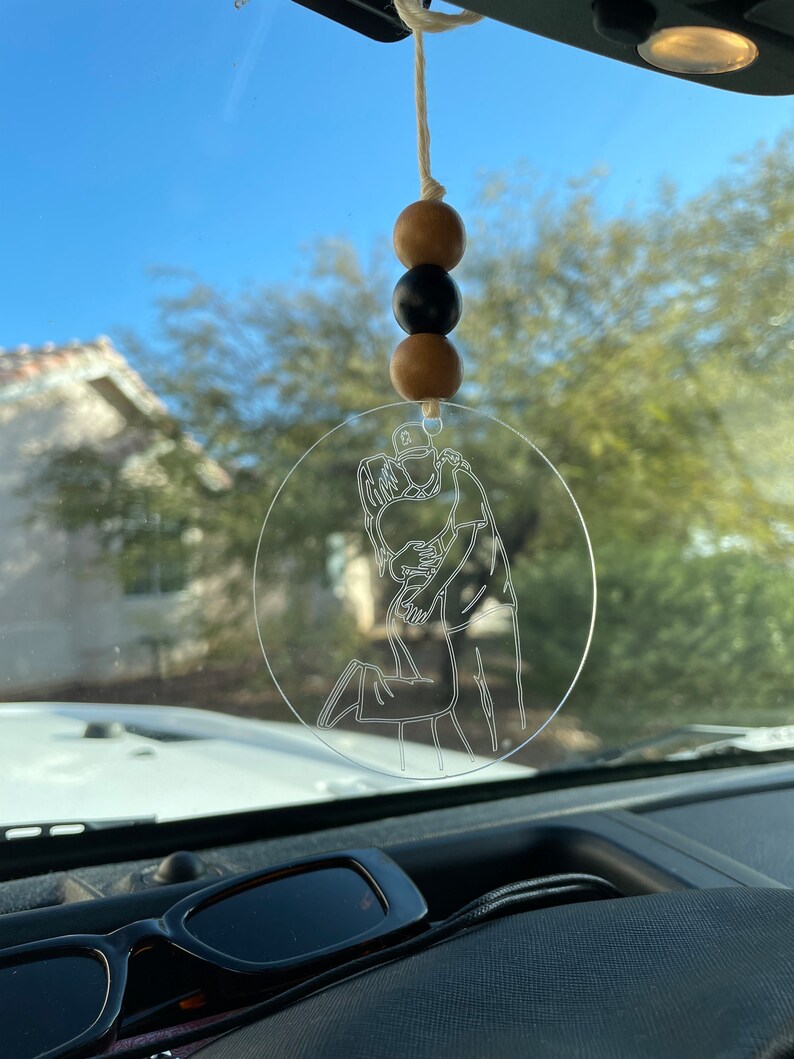 Custom Line Art Engraved Car Charm Cute Rear View Mirror - Etsy