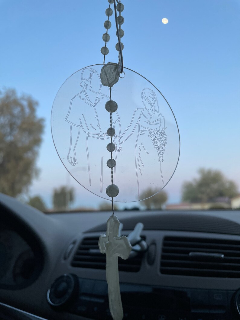 Custom Line Art Engraved Car Charm Cute Rear View Mirror - Etsy