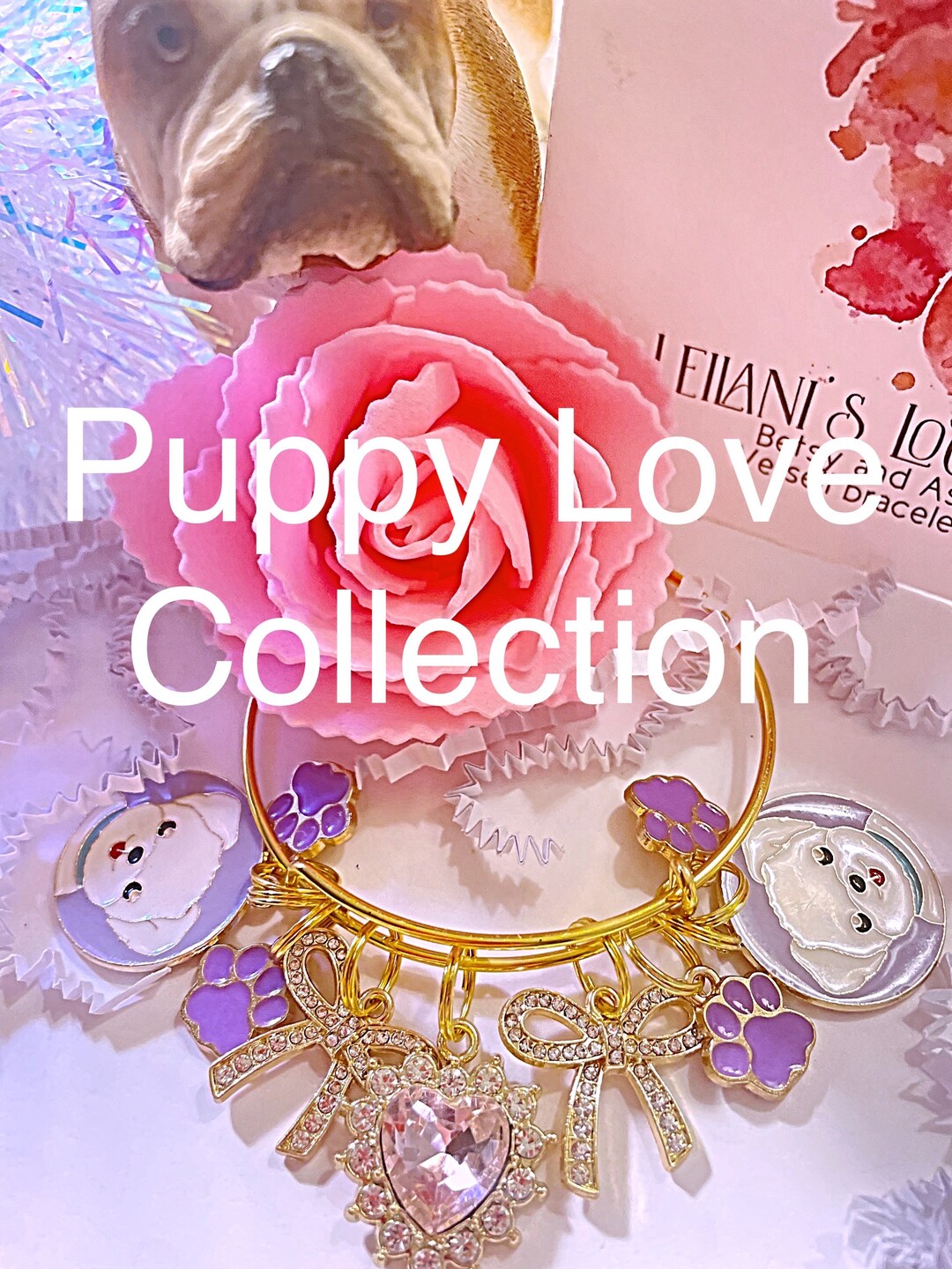 Dog Charm Bangle Bracelet, Puppy Bangle , Dog Mom, Dog Lover, - Etsy
