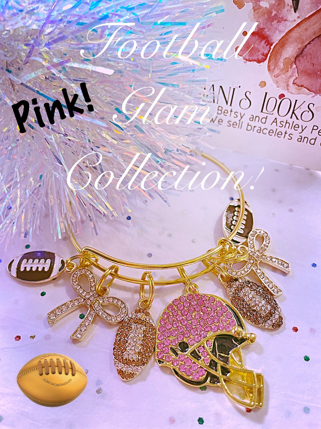 Football Gold Charm Bangle Bracelet - Etsy