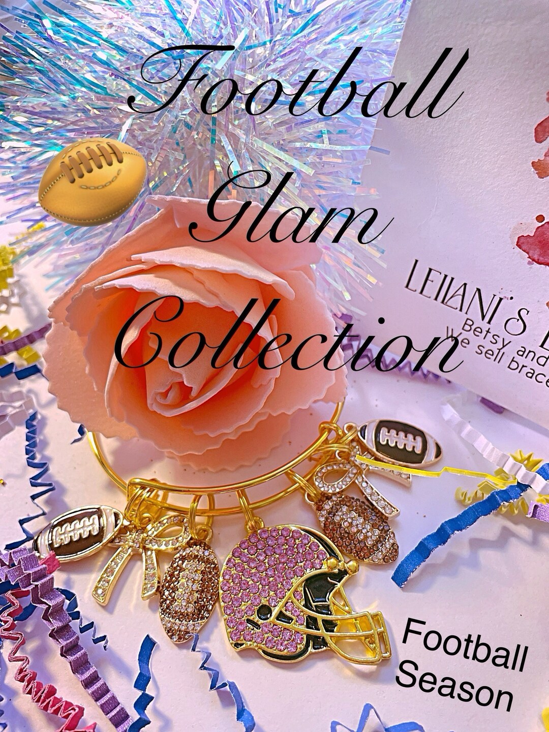 Football Gold Charm Bangle Bracelet, - Etsy