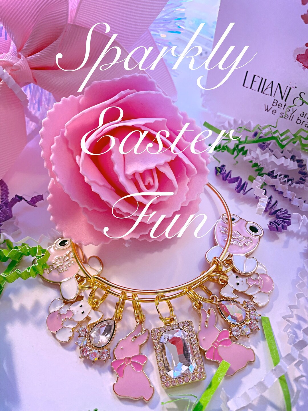 Easter Gold Charm Bangle Bracelet, Easter Gift, Spring Bangle - Etsy