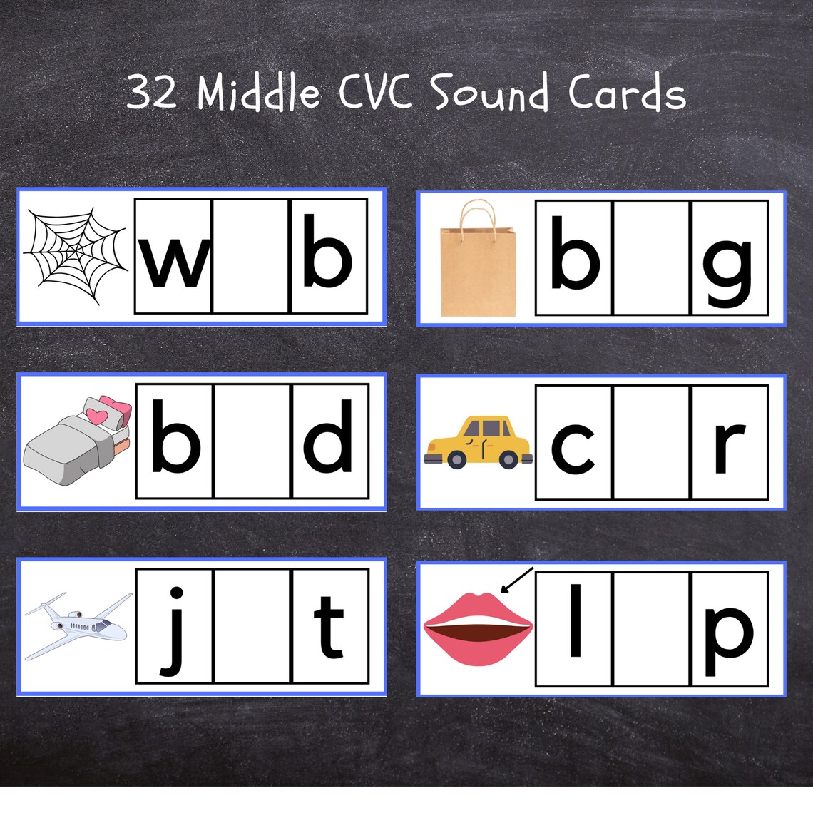 Printable Montessori Movable Phonics Matching Cards Beginning, Middle ...