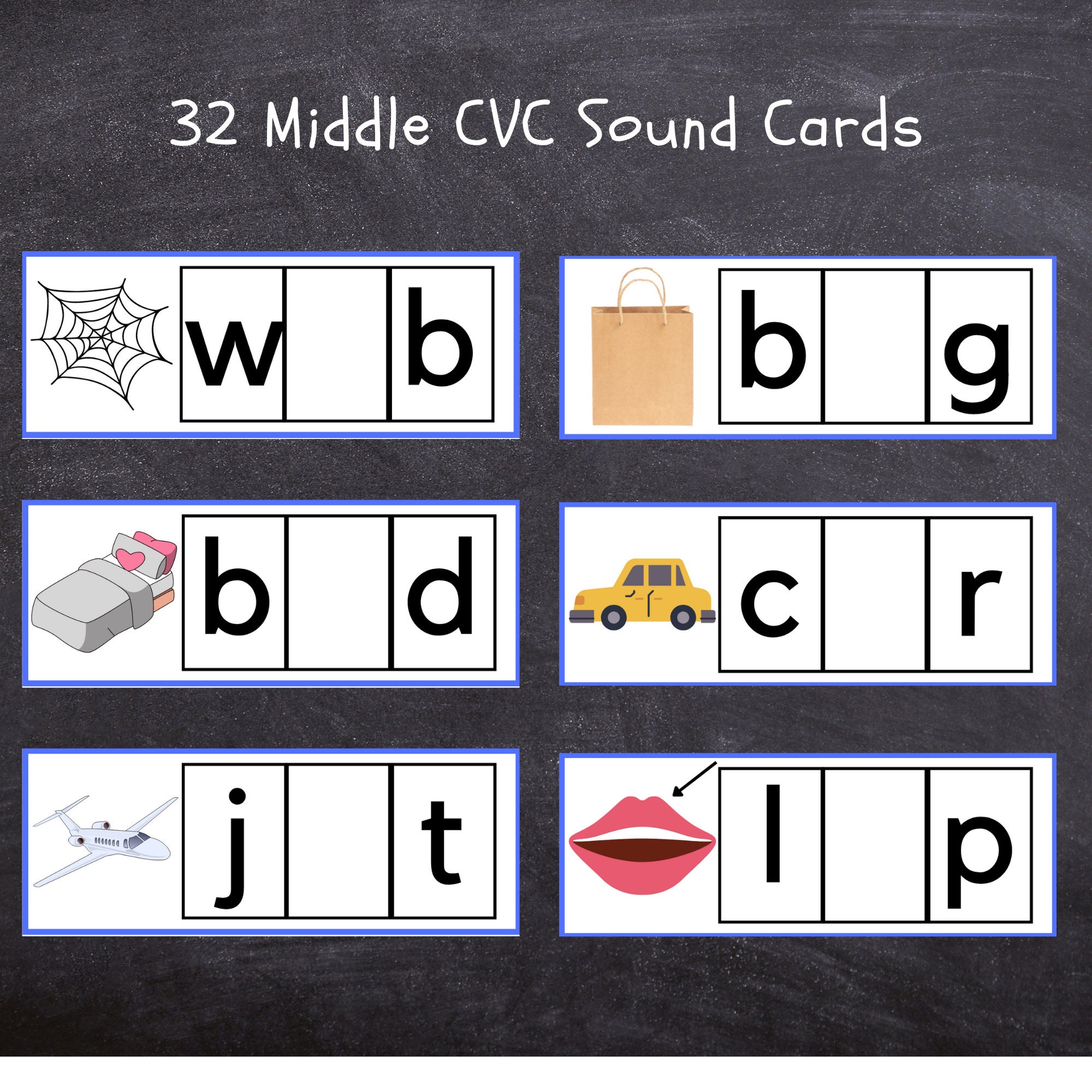 Printable Montessori Movable Phonics Matching Cards | Beginning, Middle ...
