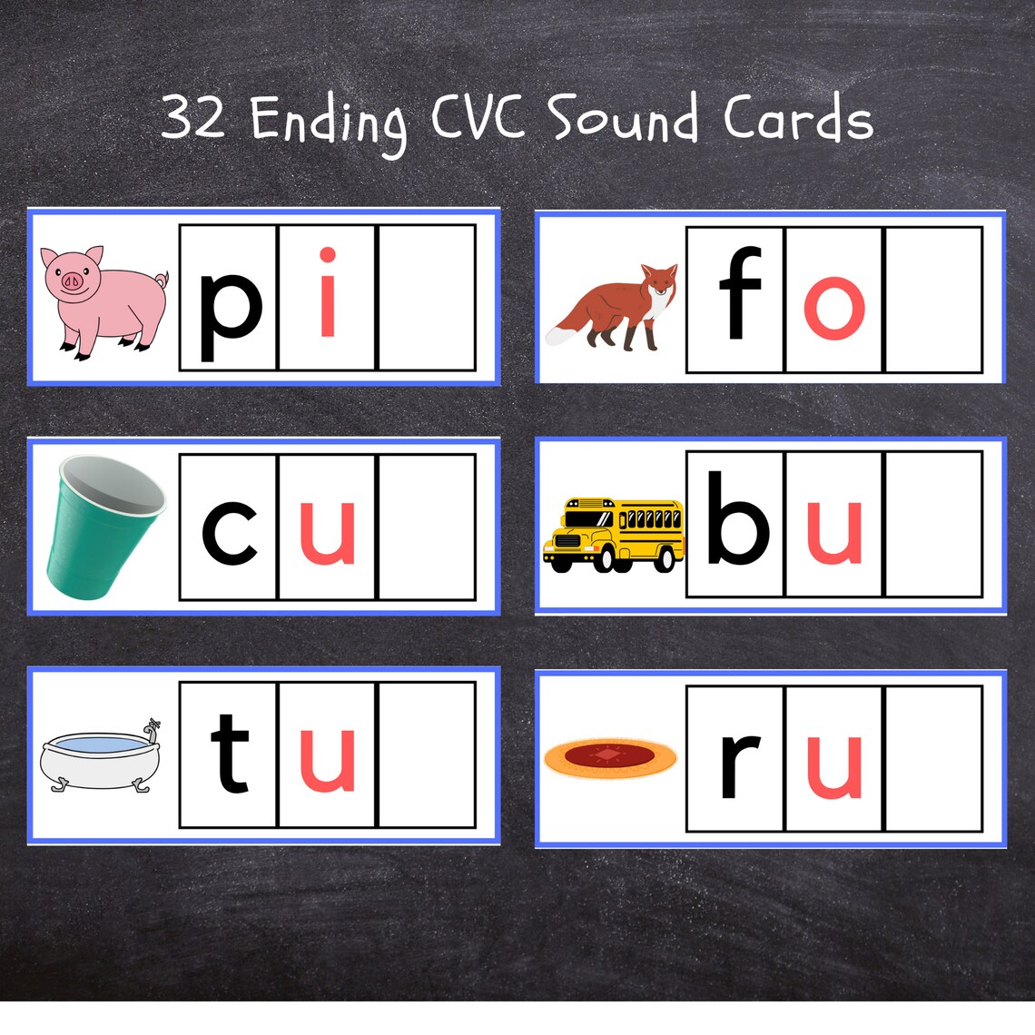 Printable Montessori Movable Phonics Matching Cards Beginning, Middle ...