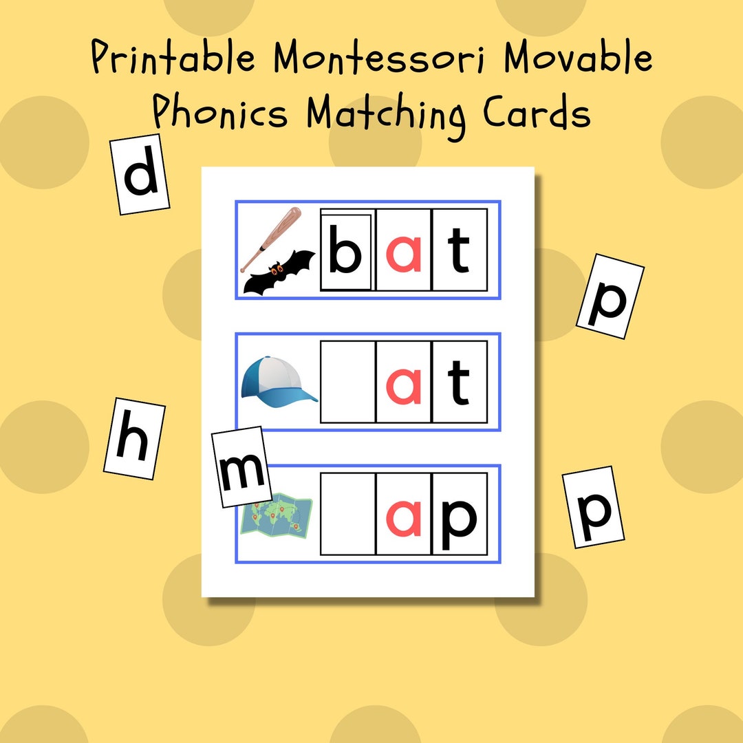 Printable Montessori Movable Phonics Matching Cards | Beginning, Middle ...