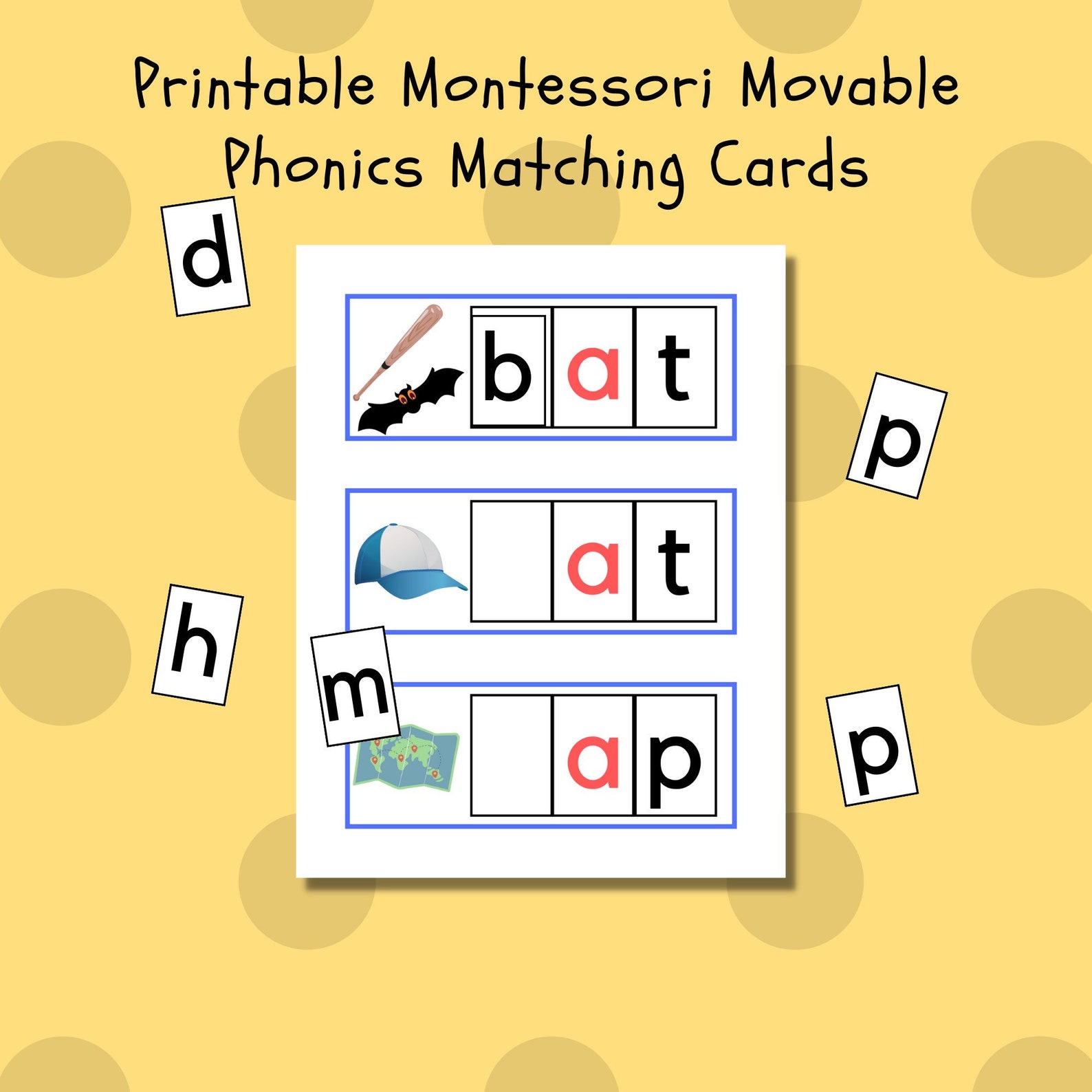 Printable Montessori Movable Phonics Matching Cards | Beginning, Middle ...