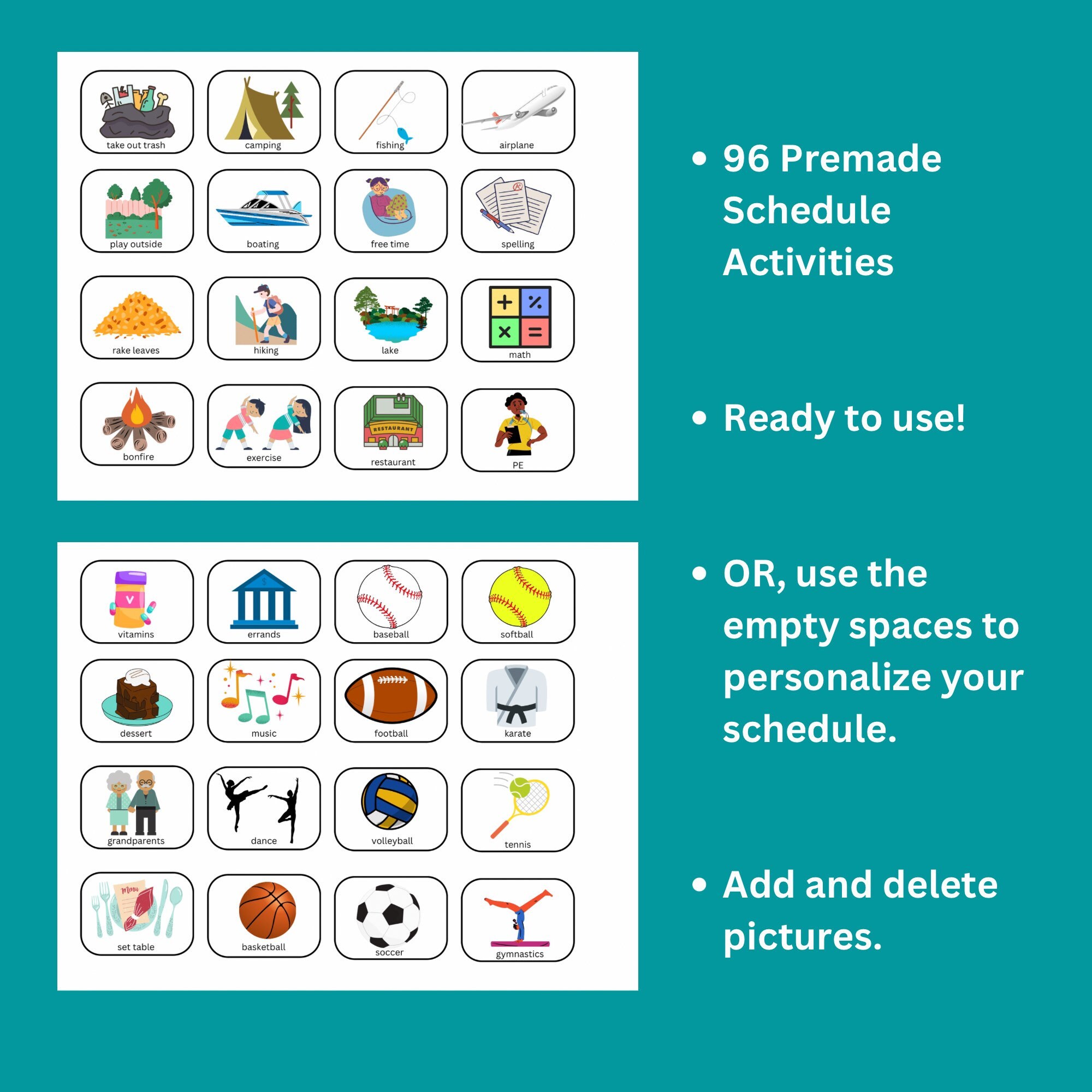 Visual Schedule for Kids and Students, Train Visual Schedule, Autism ...