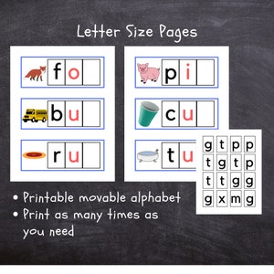 Printable Montessori Movable Phonics Matching Cards | Beginning, Middle ...