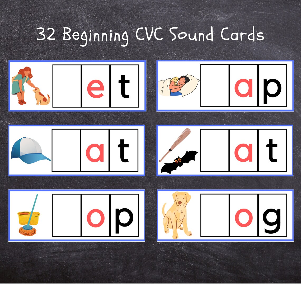 Printable Montessori Movable Phonics Matching Cards Beginning, Middle ...