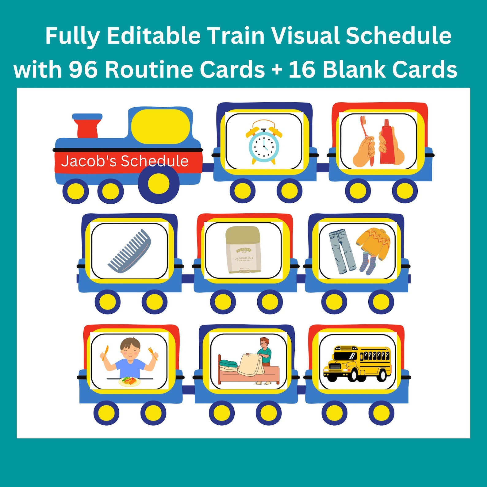 Visual Schedule for Kids and Students, Train Visual Schedule, Autism ...