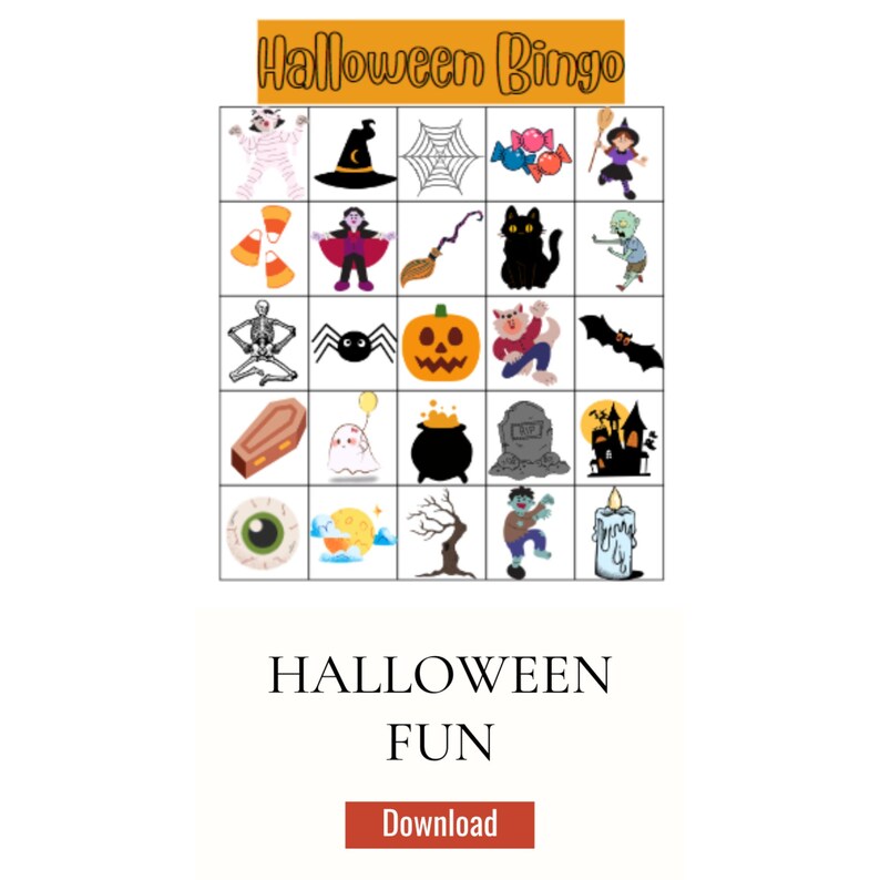 Halloween Bingo, Bingo Game for Kids and Families, Fall Fun, Fall Games ...