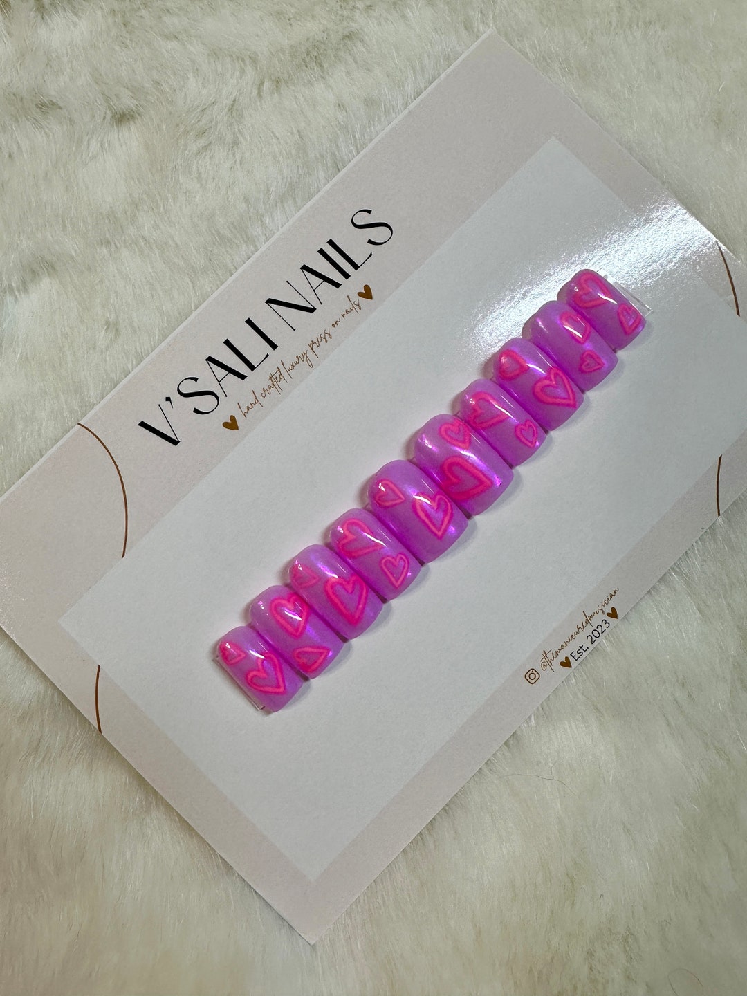 Neon Heart Glow in the Dark Custom Press on Nails - Etsy