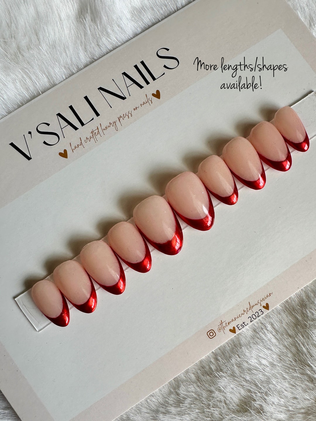 Red Chrome French Tips - Etsy