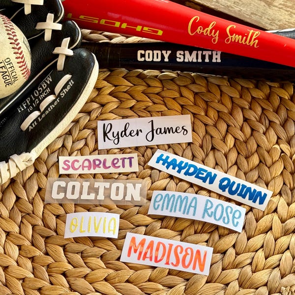 Baseball Name Decals - Etsy