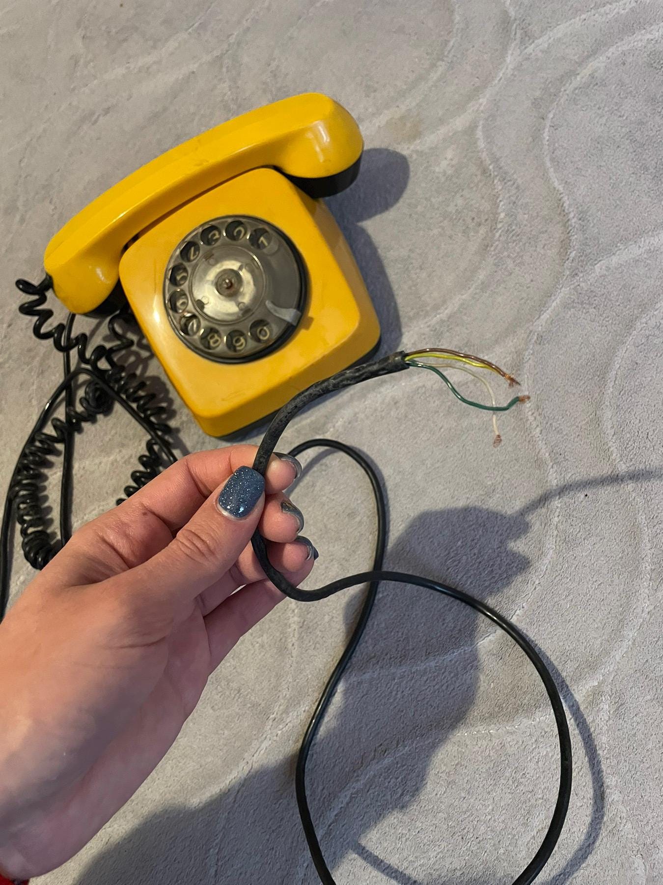 Vintage Soviet Rotary Phone Retro Telephone 1980s Yellow Telephone Desk ...