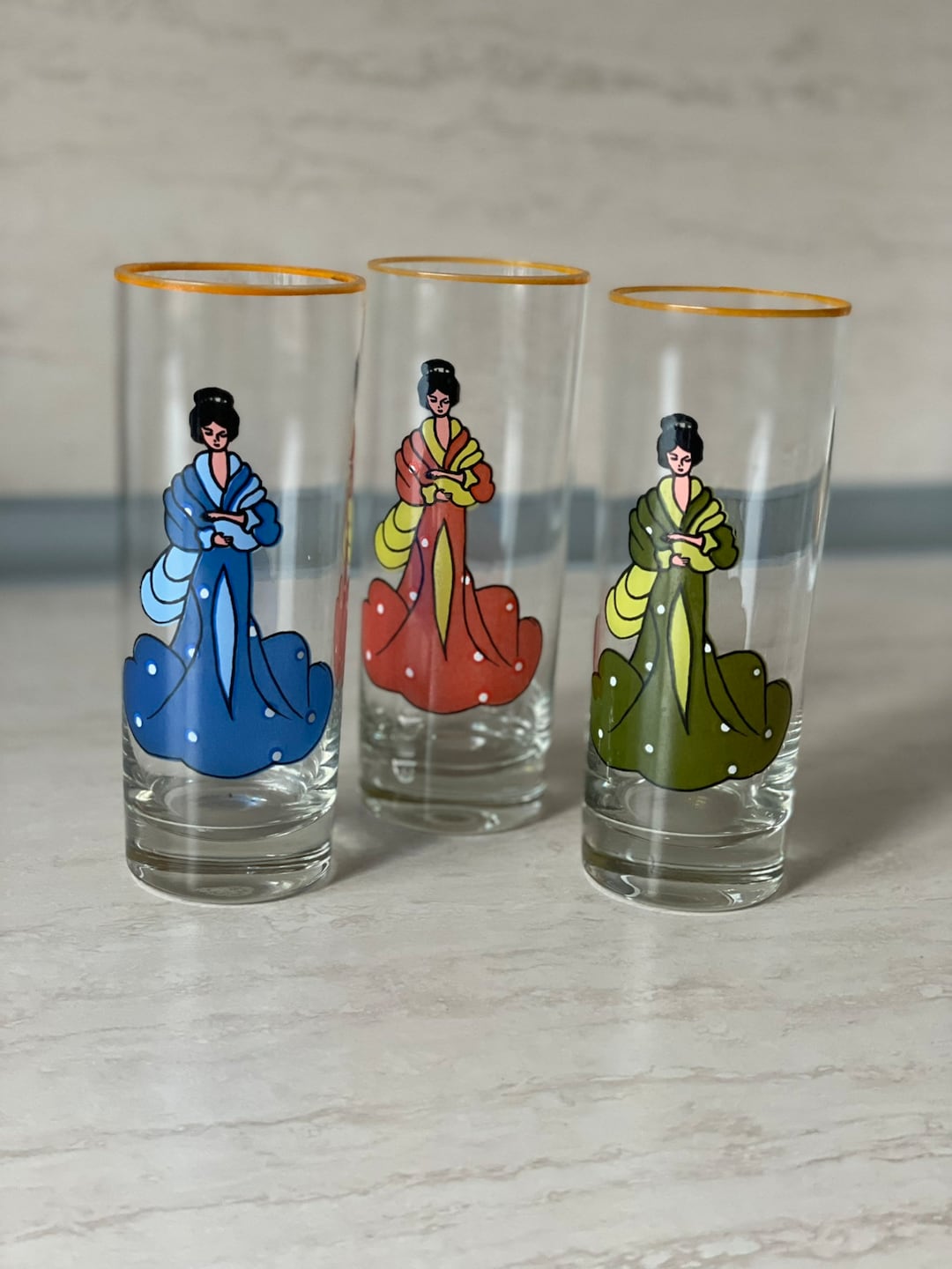Vintage 1950s Pin up Girls Peek a Boo Drinking Glasses, 3 SETS OF 3 ...