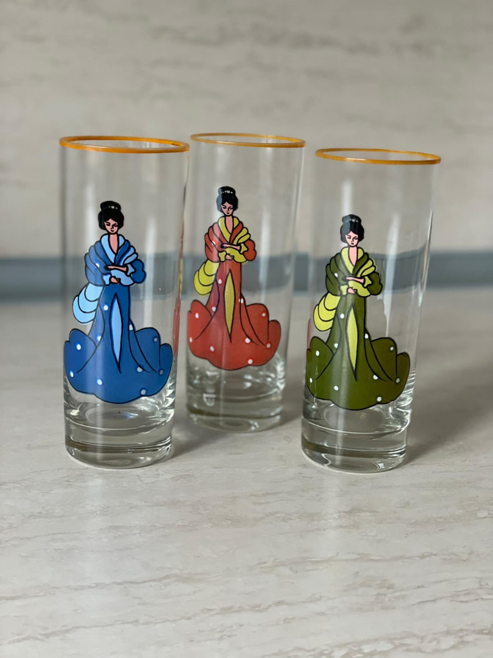 Vintage 1950s Pin up Girls Peek a Boo Drinking Glasses, 3 SETS OF 3 ...