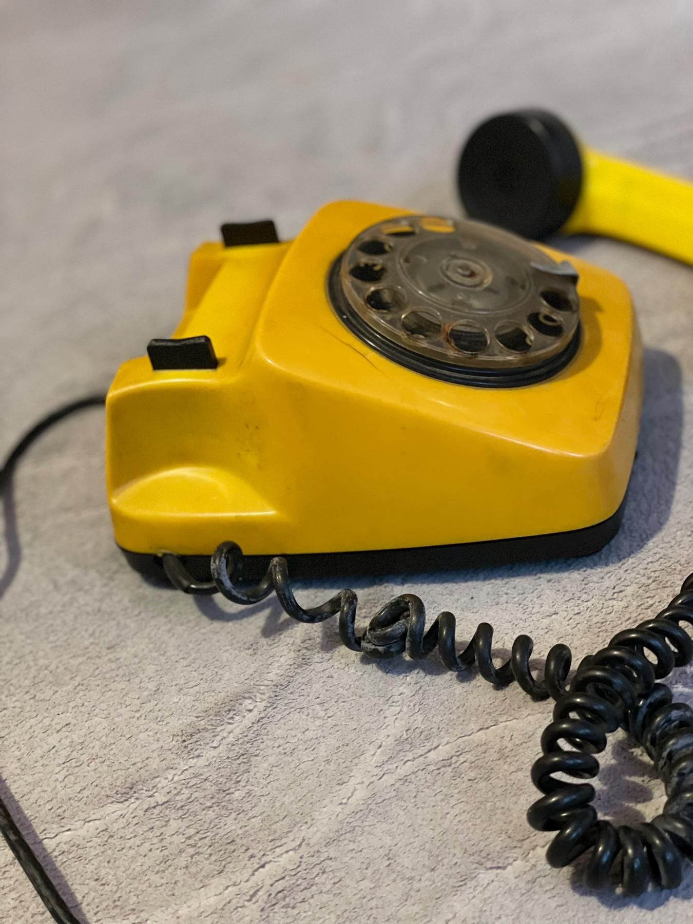 Vintage Soviet Rotary Phone - Retro Telephone - 1980s - Yellow ...