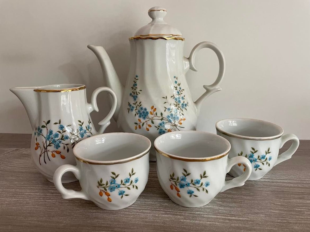 Vintage Bulgarian Porcelain Tea or Coffee Set, Jug, Teapot/coffeepot ...