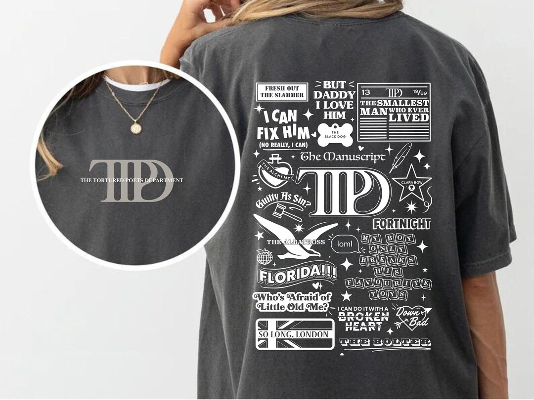 Comfort Colors® Tortured Poets Department Album Song Track List Graphic ...