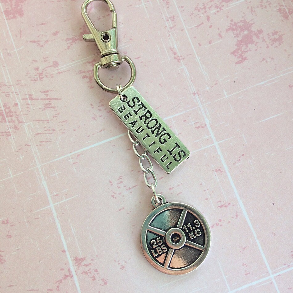 Motivational Strong is Beautiful Weight Plate Keychain/keyring - Etsy