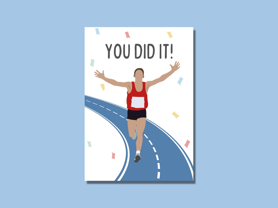 You Did It Running Card for Him, Men's Congratulations Marathon Card ...