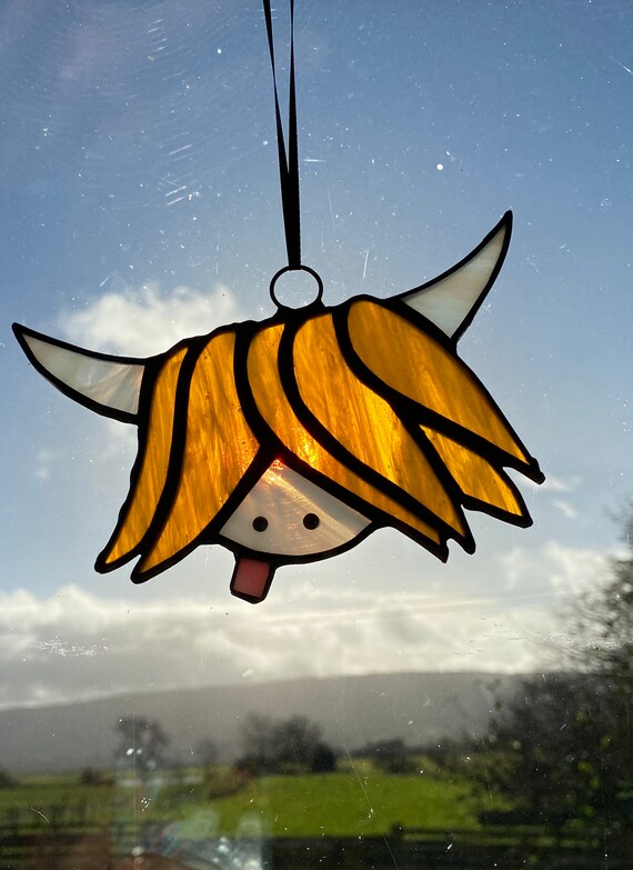 Highland Cow Coo Glass Cheeky Sun Catcher | Etsy