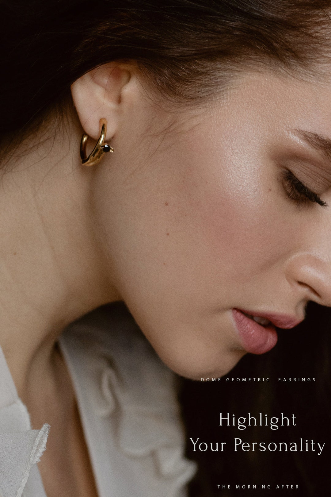 Gold Dome Earrings, Chunky Hoop Earrings, Gemstone Stud Earrings, Gold ...