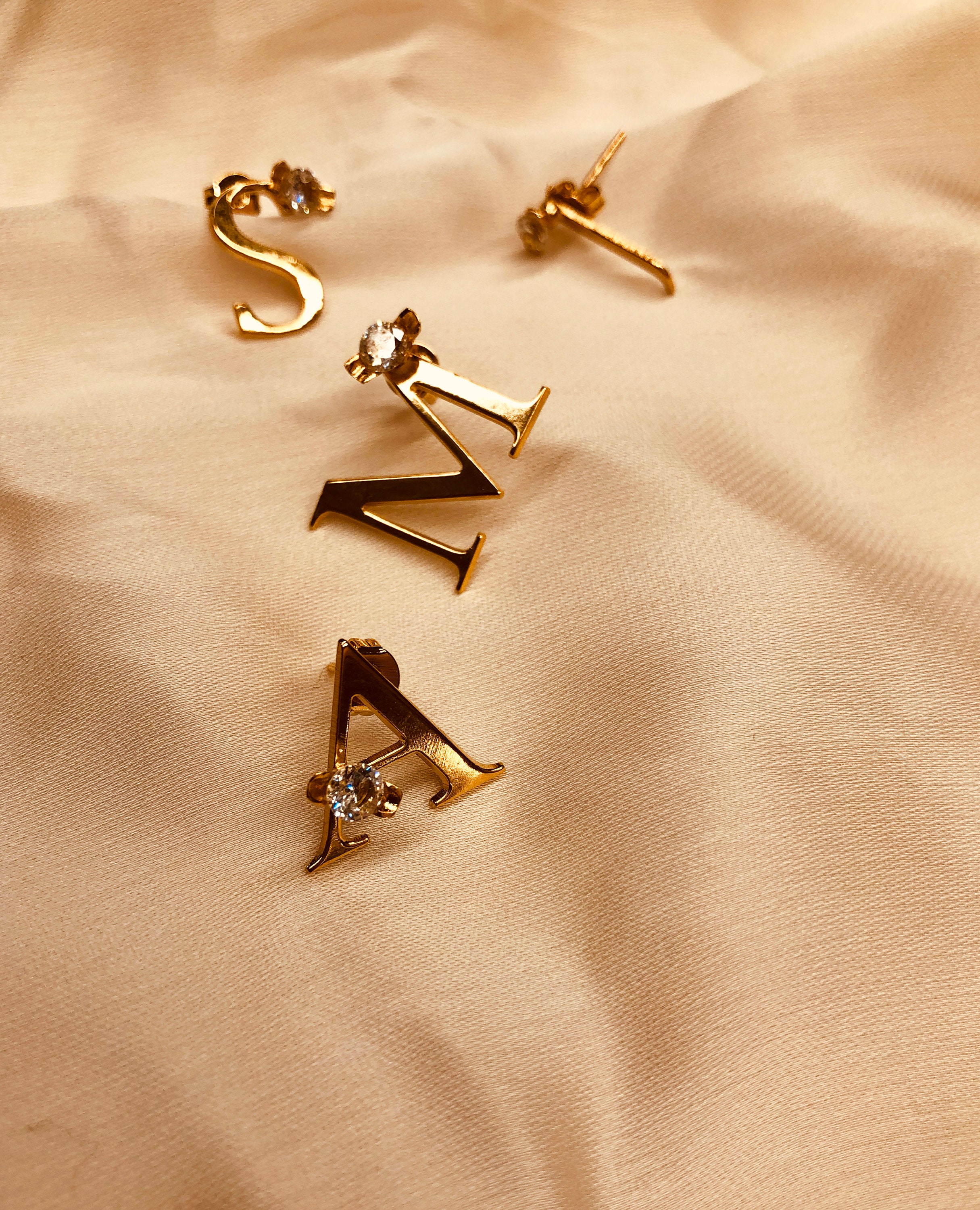 Personalized Earrings, Letter Jewelry, Gold Letter Earrings, Initial ...