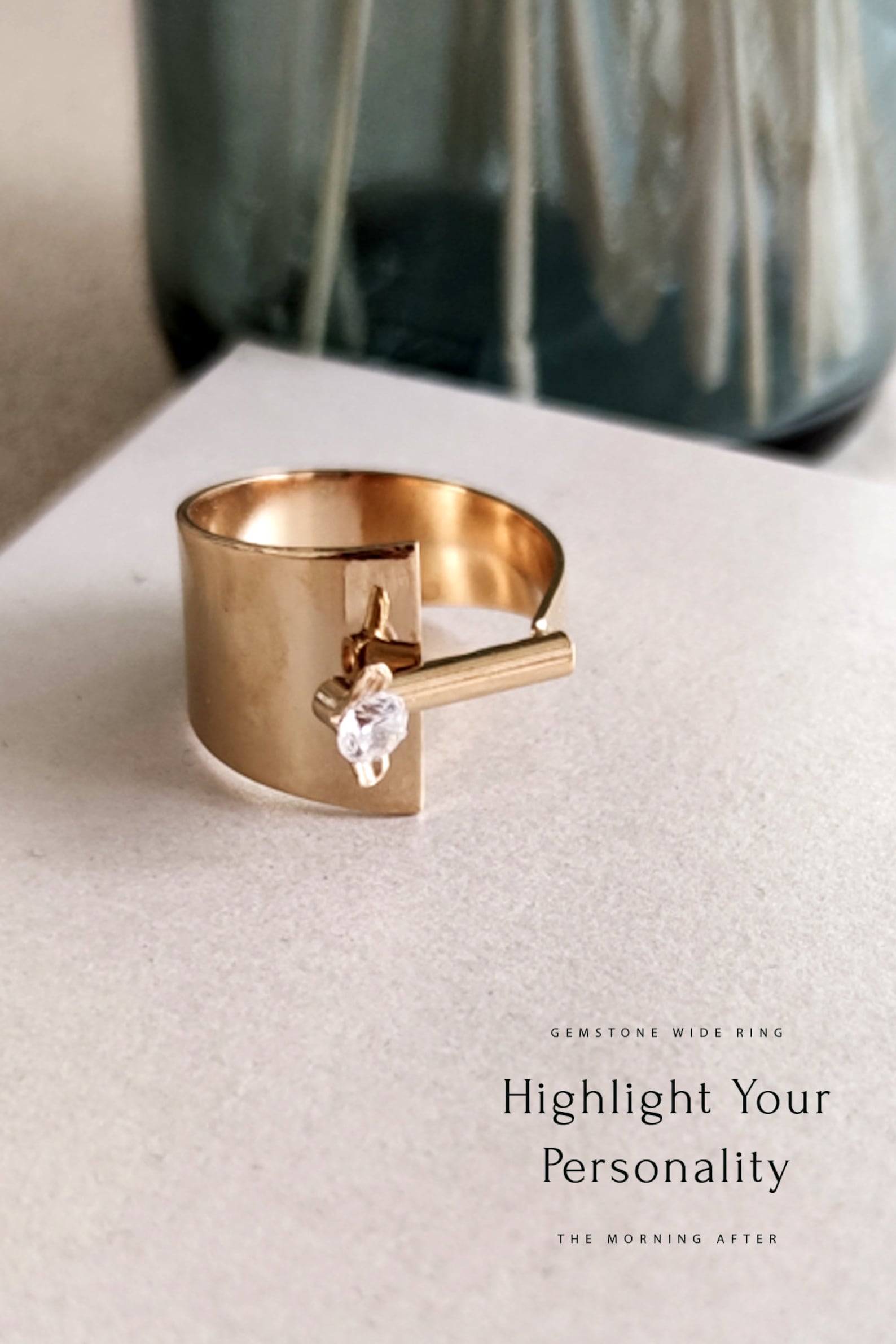 Gold Statement Ring Geometric Ring Gemstone Ring Israeli - Etsy