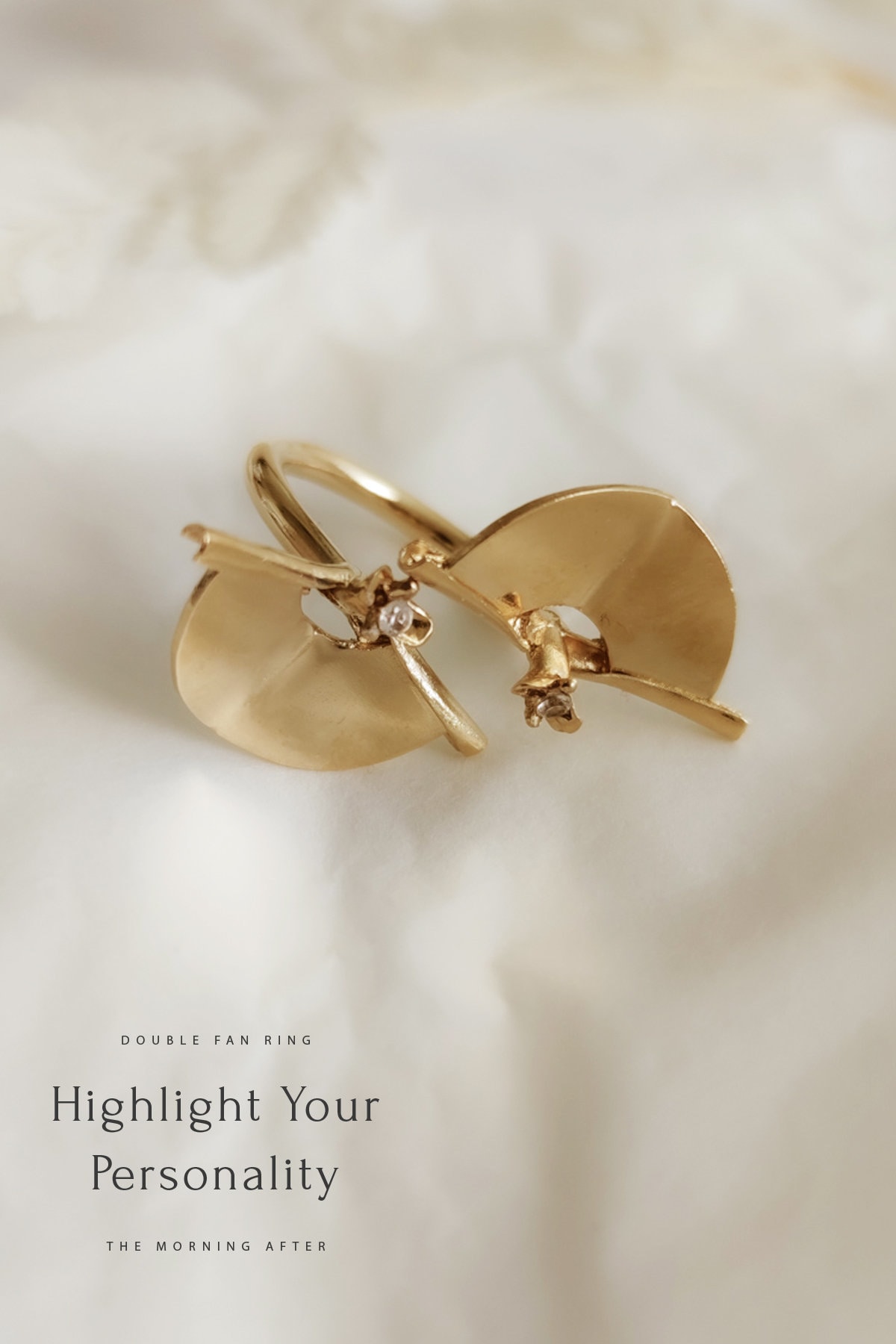 Gold Half Moon Ring, Double Finger Ring, Gold Statement Ring, Double ...