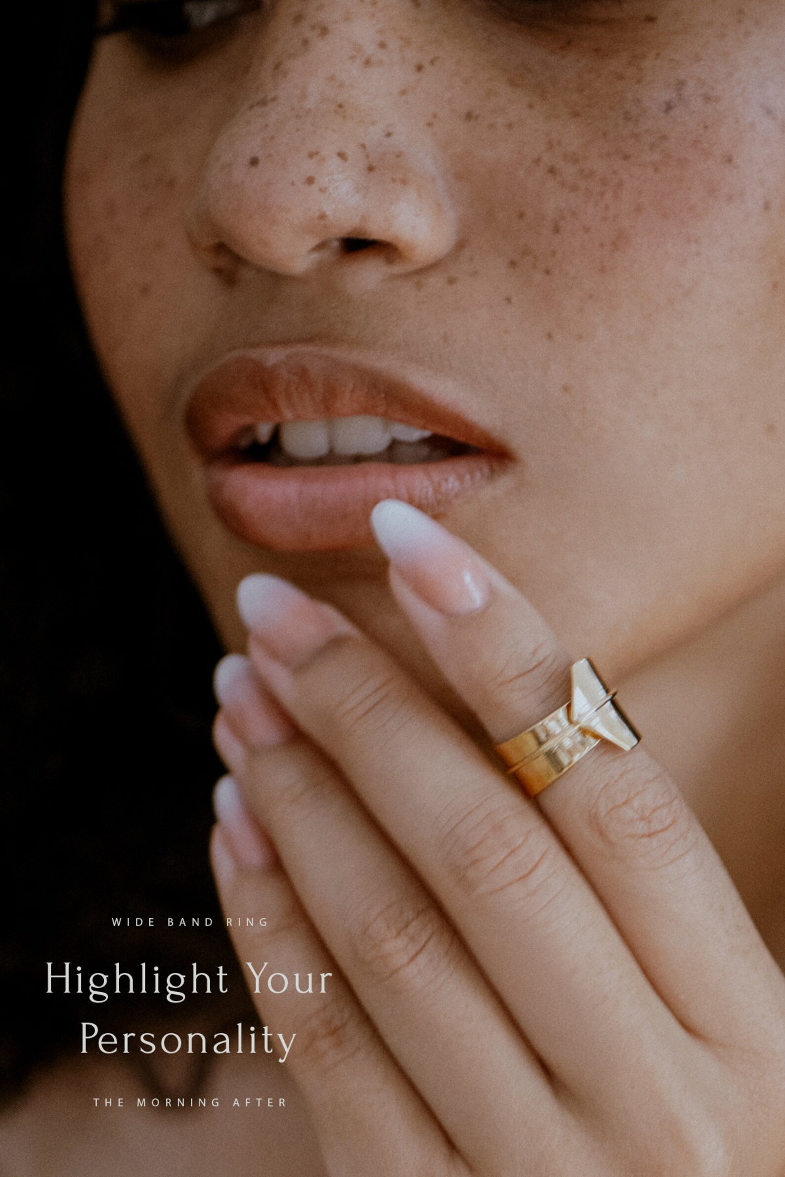 Wrap Ring, Gold Wide Band Ring, Bypass Ring, Statement Ring, Modern ...