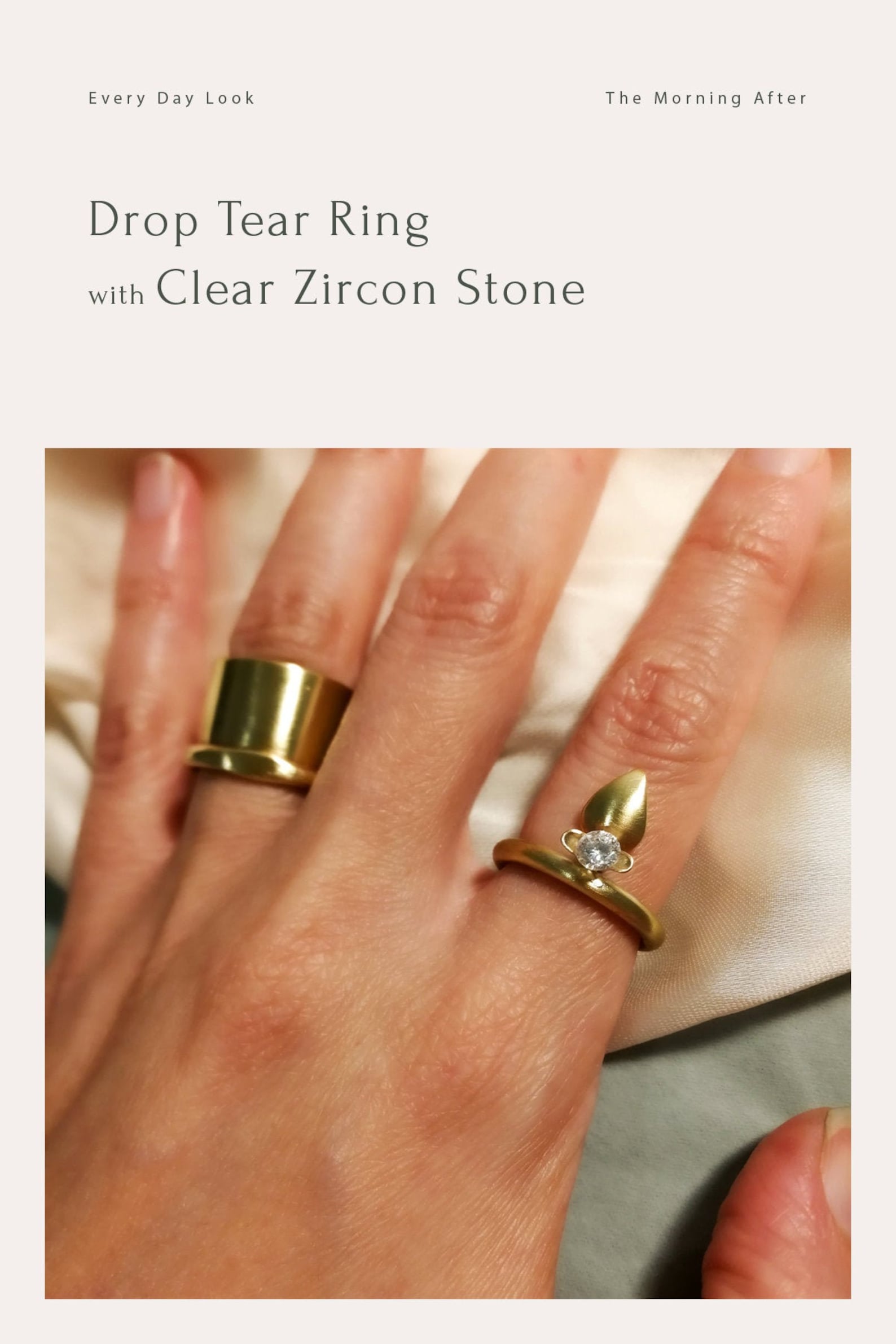 Tear Drop Ring, Gold Statement Ring, Dainty Leaf Ring, Rings for Women ...