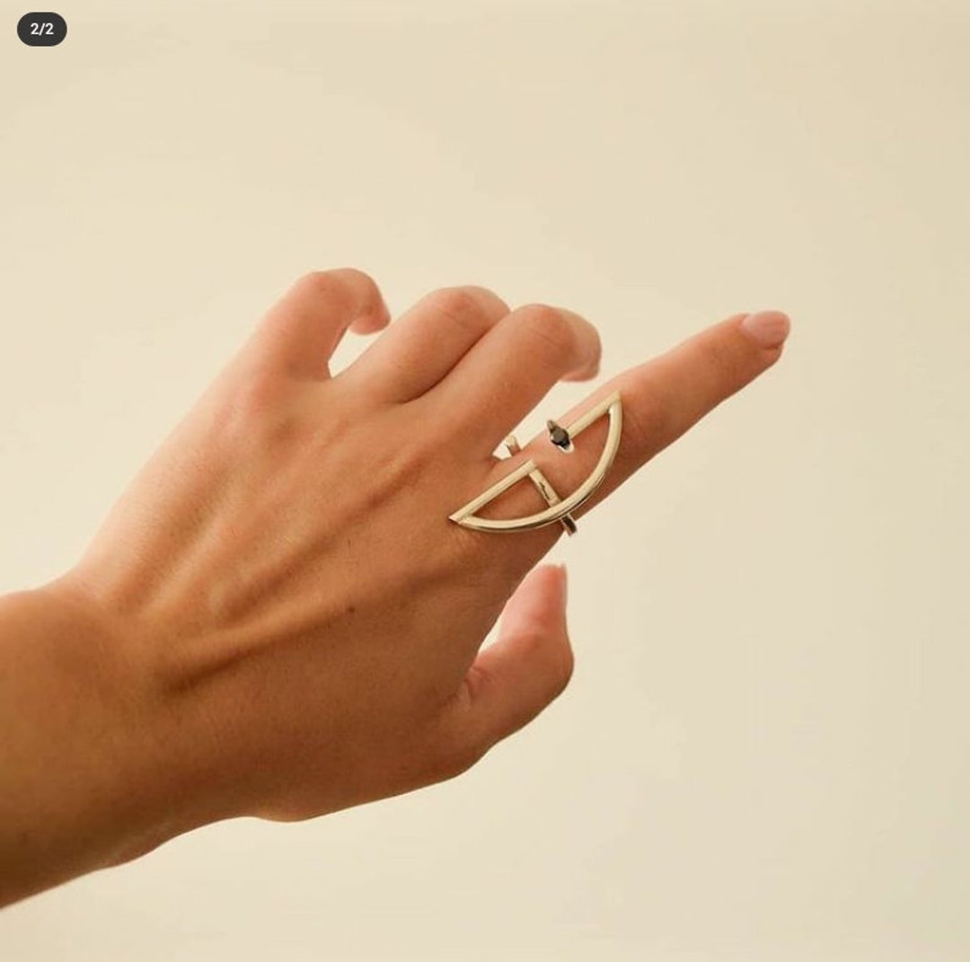 Modern Silver Ring, Israeli Jewelry, Sterling Silver Ring, Open Ring ...