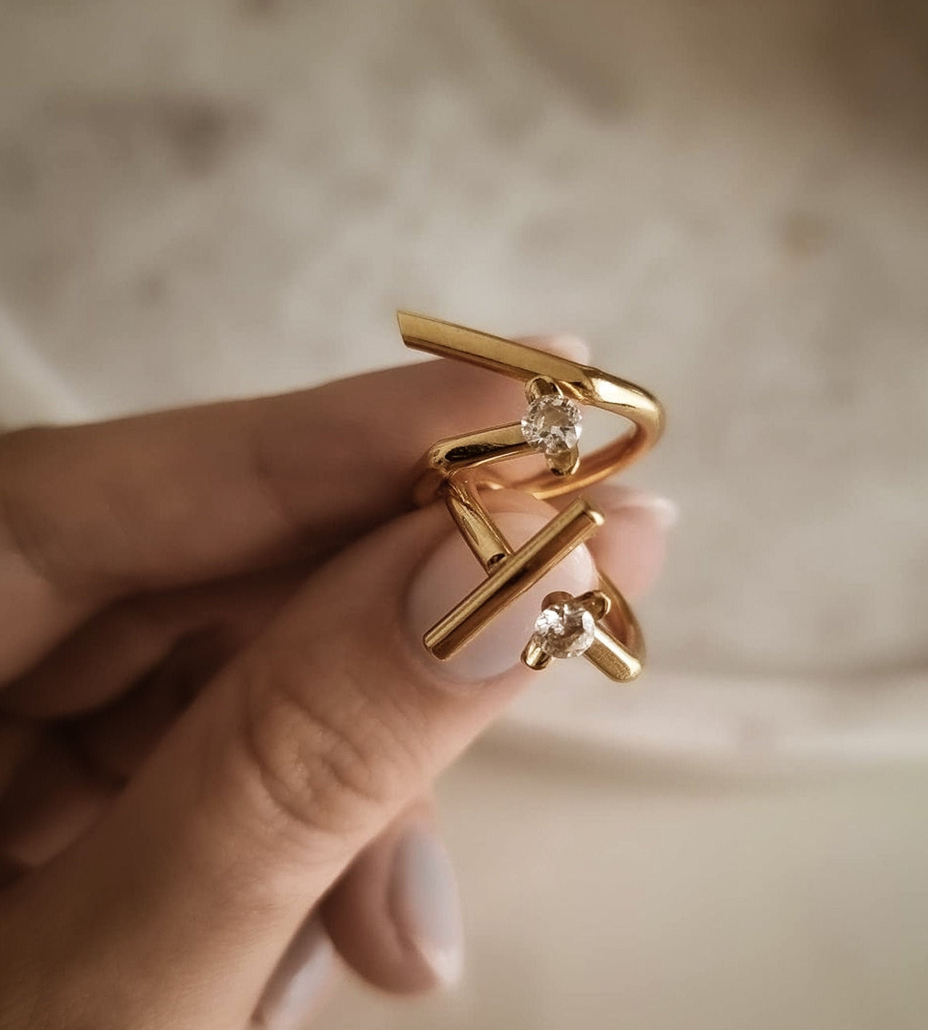 Minimalist Gold Ring Geometric Ring Gold Plated Ring - Etsy