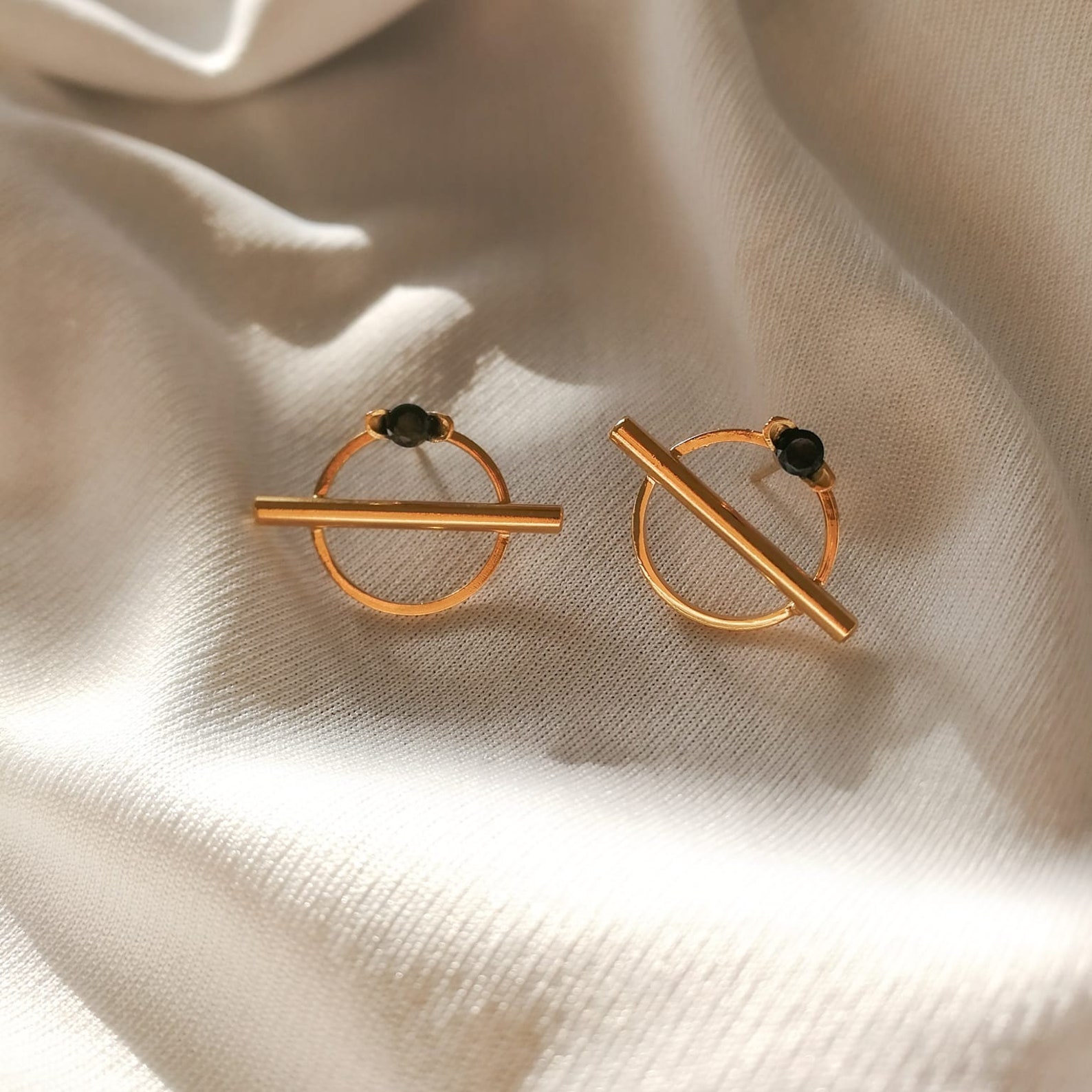 Gold Stud Earrings Geometric Earrings Minimalist Gold | Etsy