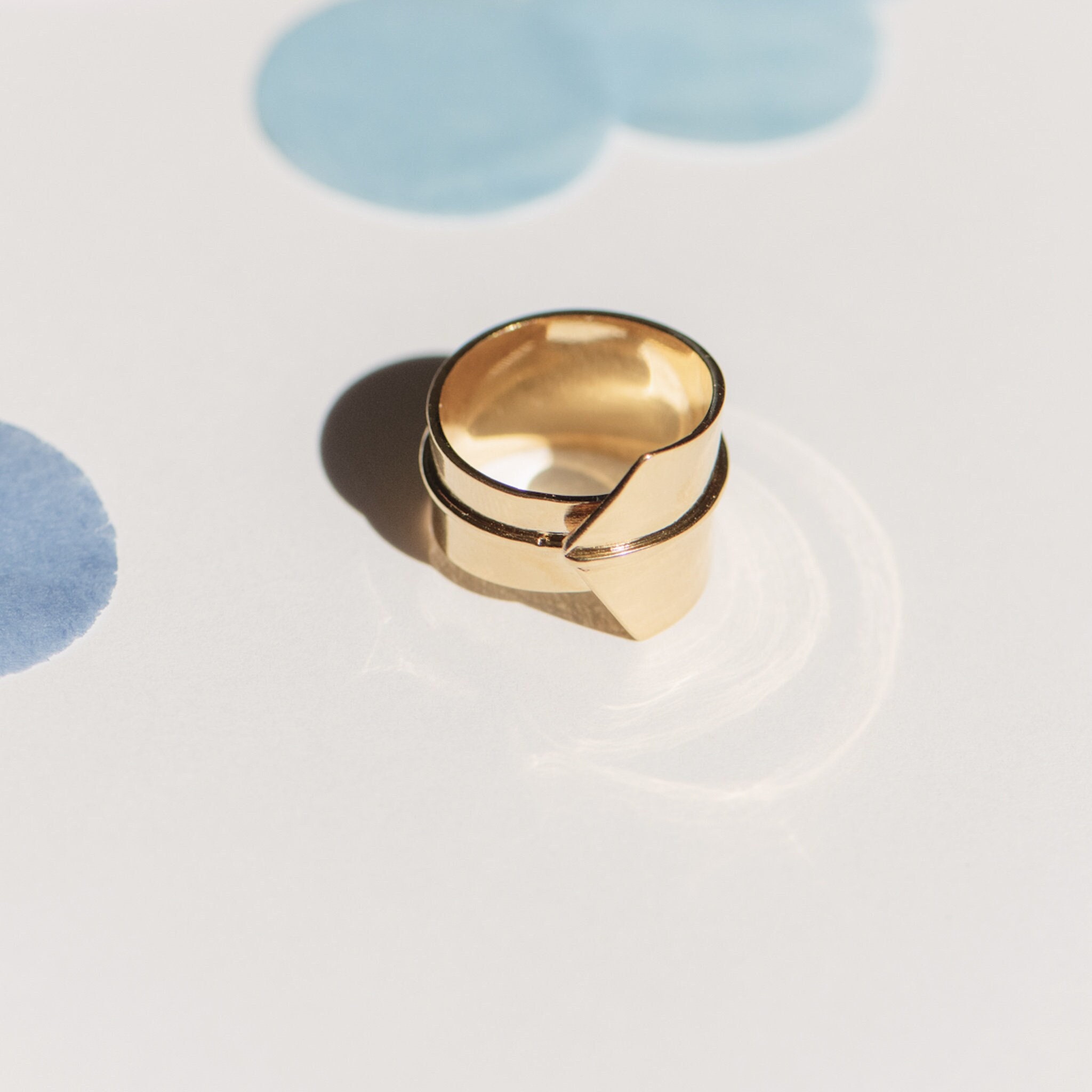 Wrap Ring, Gold Wide Band Ring, Bypass Ring, Statement Ring, Modern ...