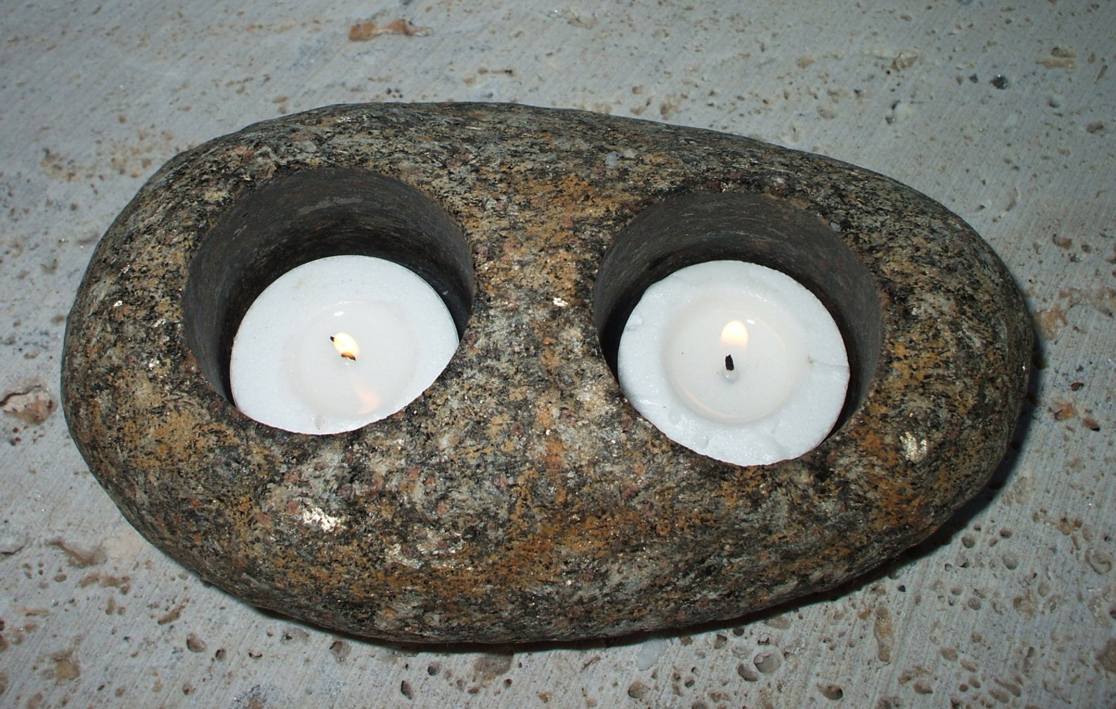 River Rock Candle Large Double over 6 - Etsy