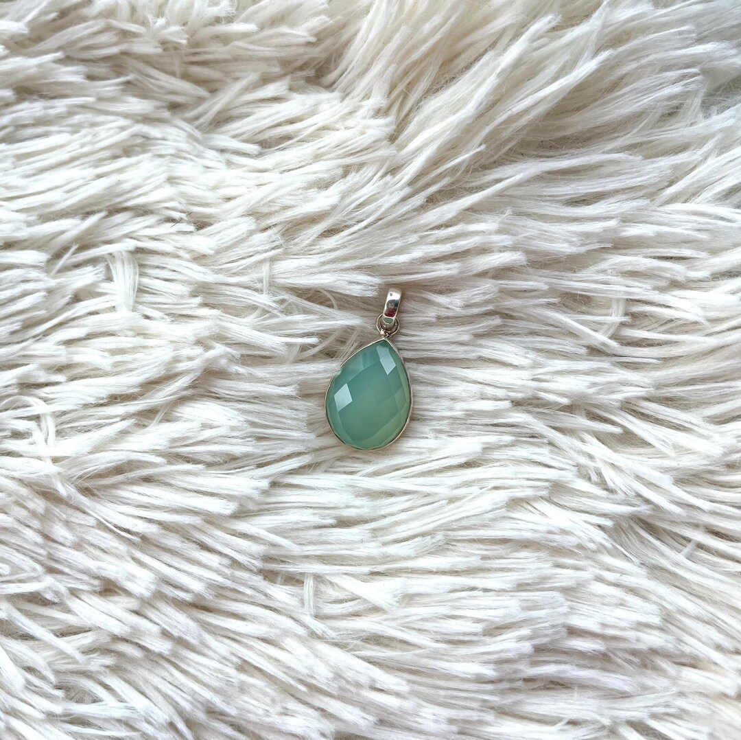Aqua Chalcedony Pendant Sterling Silver Pendants for - Etsy