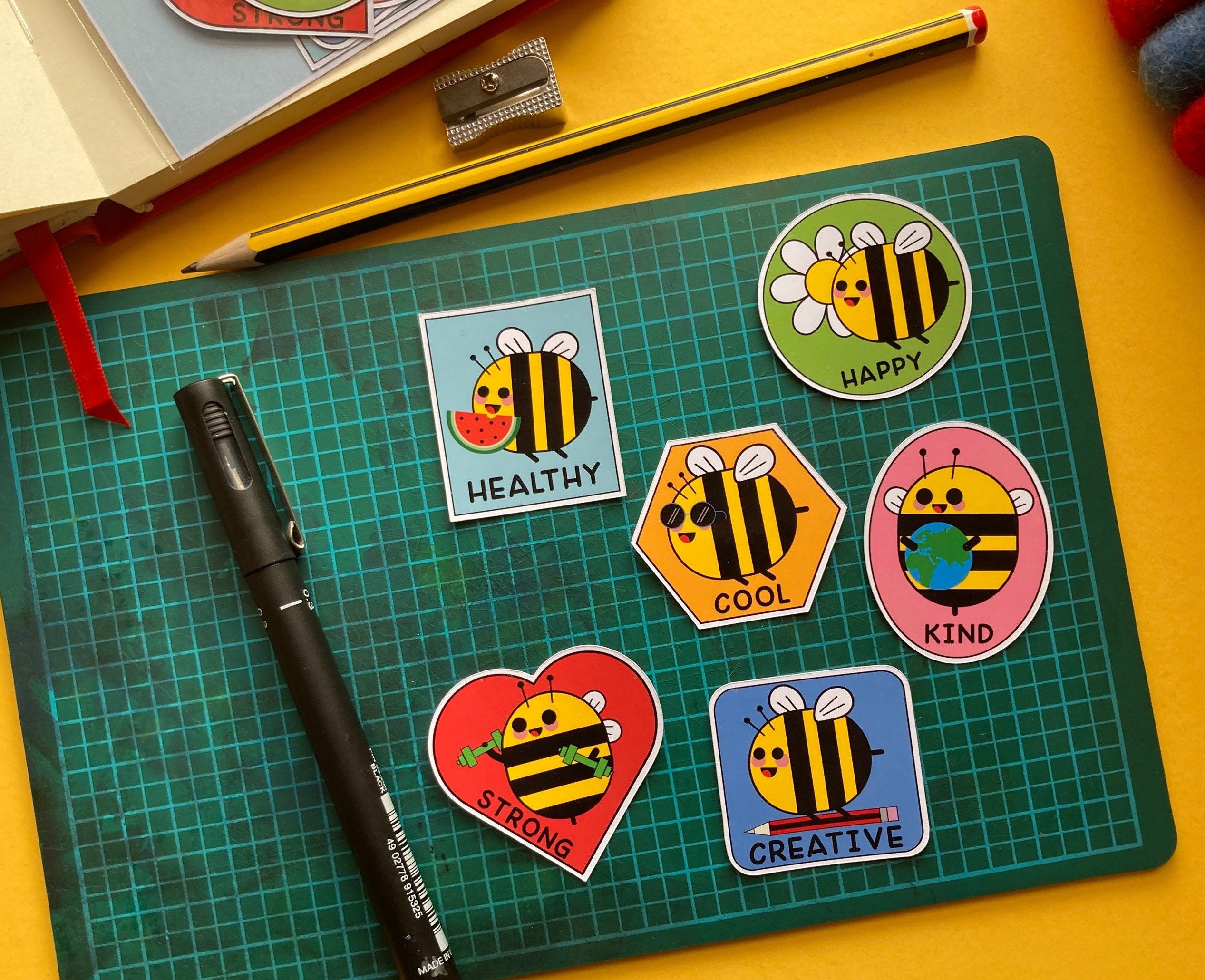 Cute Bee Sticker Kawaii Bumble Bee Motivational Sticker Pack - Etsy UK