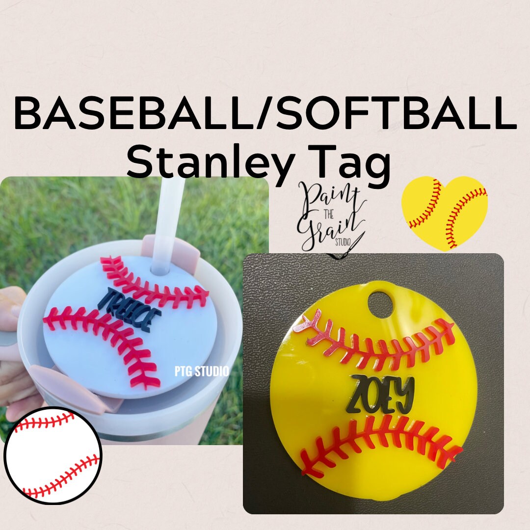 Stanley Softball-baseball Tag, FREE Shipping- Tumbler Topper, Custom ...
